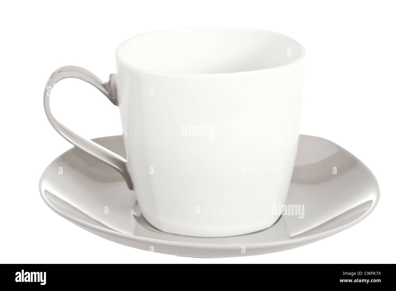 large porcelain tea cup with saucer isolated on white Stock Photo - Alamy