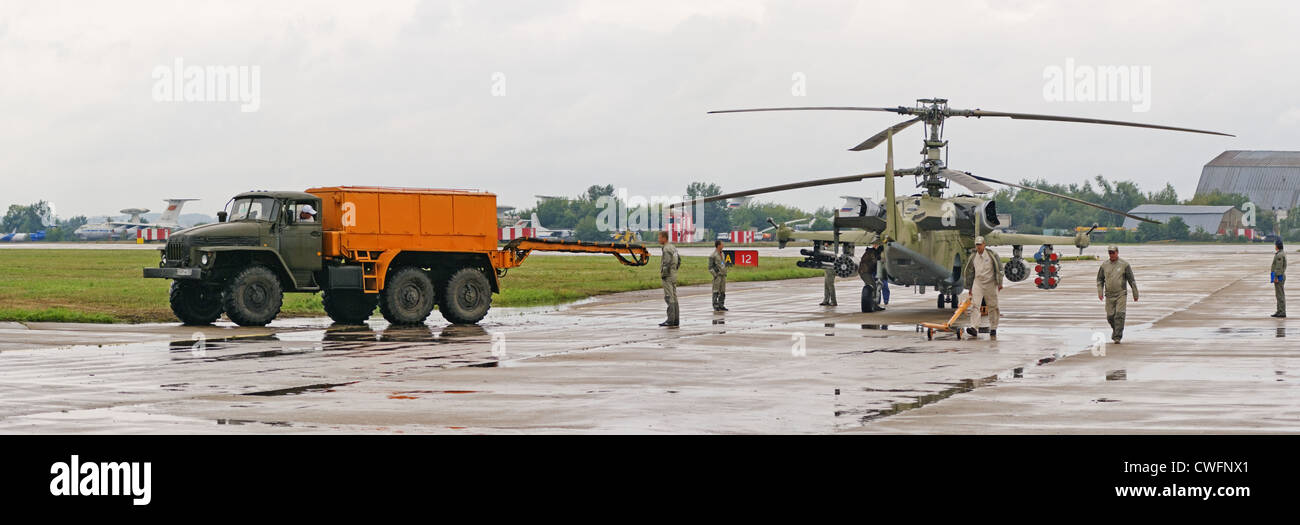 A Russian combat helicopter Ka-52 on X International aviation and space salon MAKS 2011and air ...