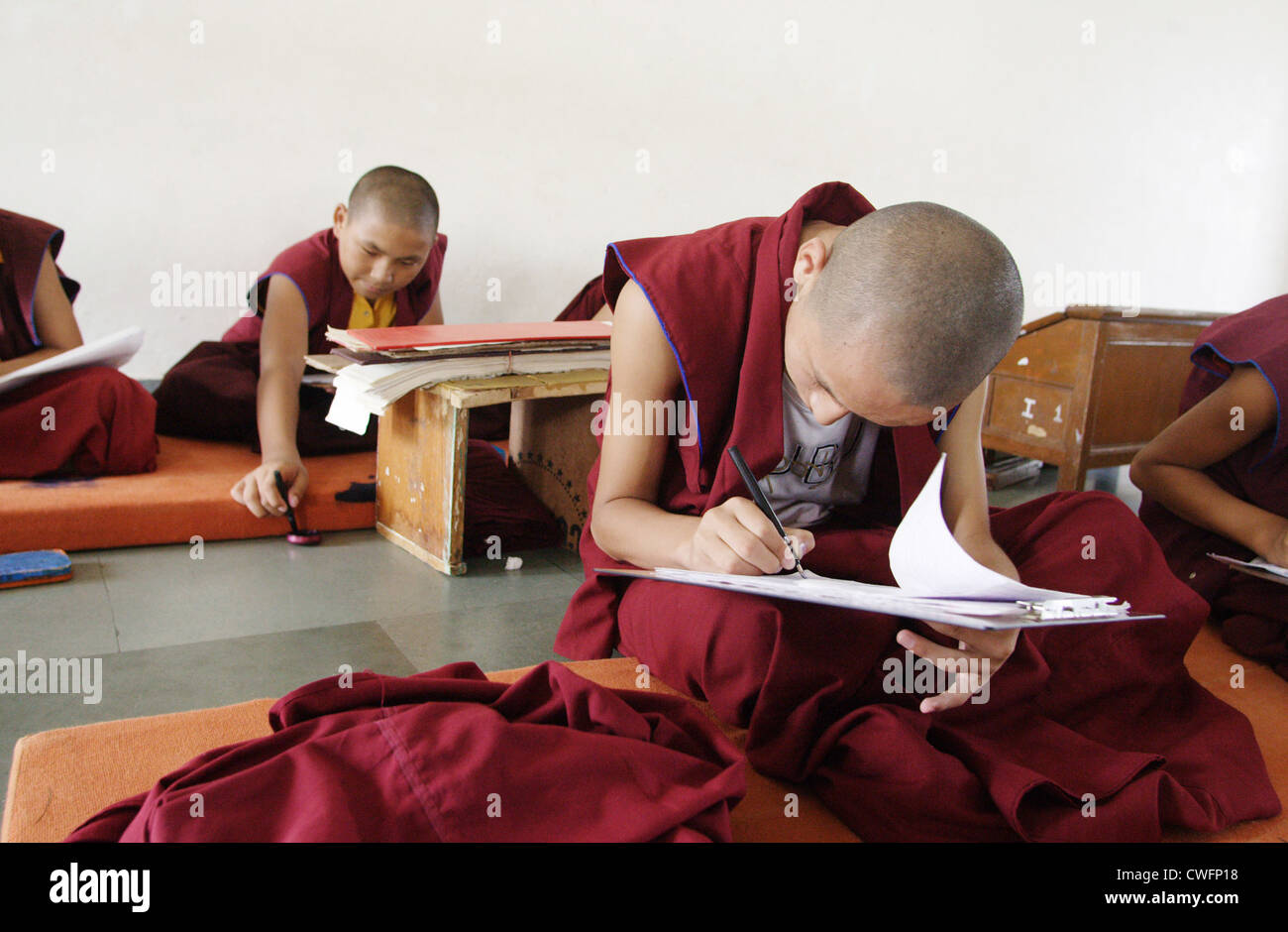 Teaching of young Buddhist monks in the Drukpa Kagyu Monastery Stock ...