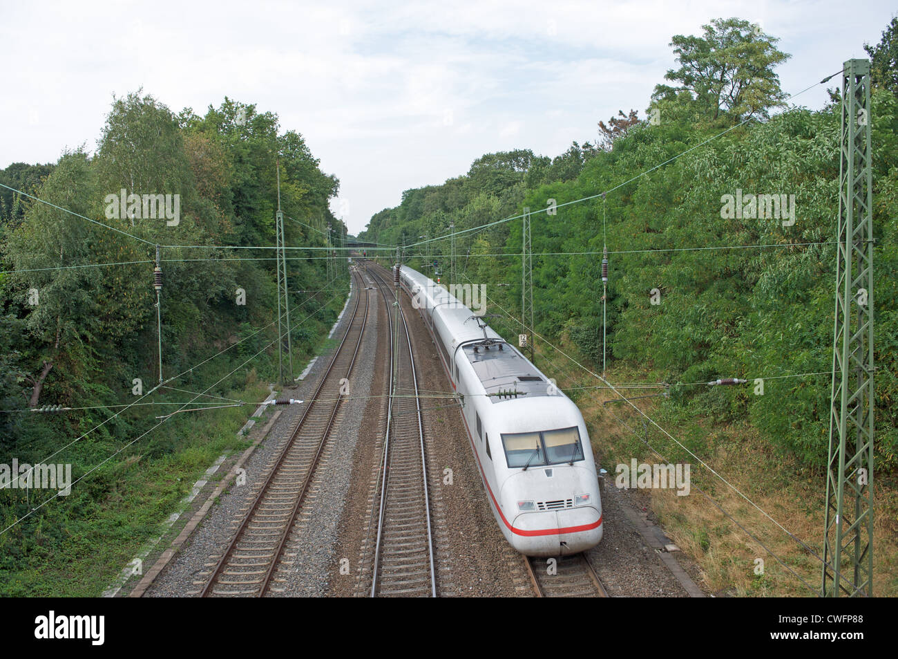 ICE (Intercity Express) passenger train heading north, Leichlingen ...