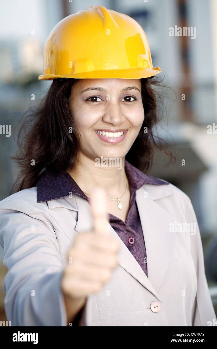 Confident young indian female construction hi-res stock photography and ...
