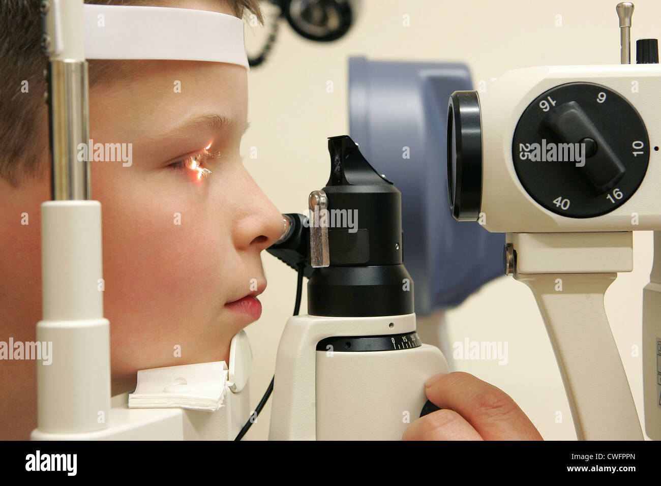 Examination with slit lamp Stock Photo - Alamy