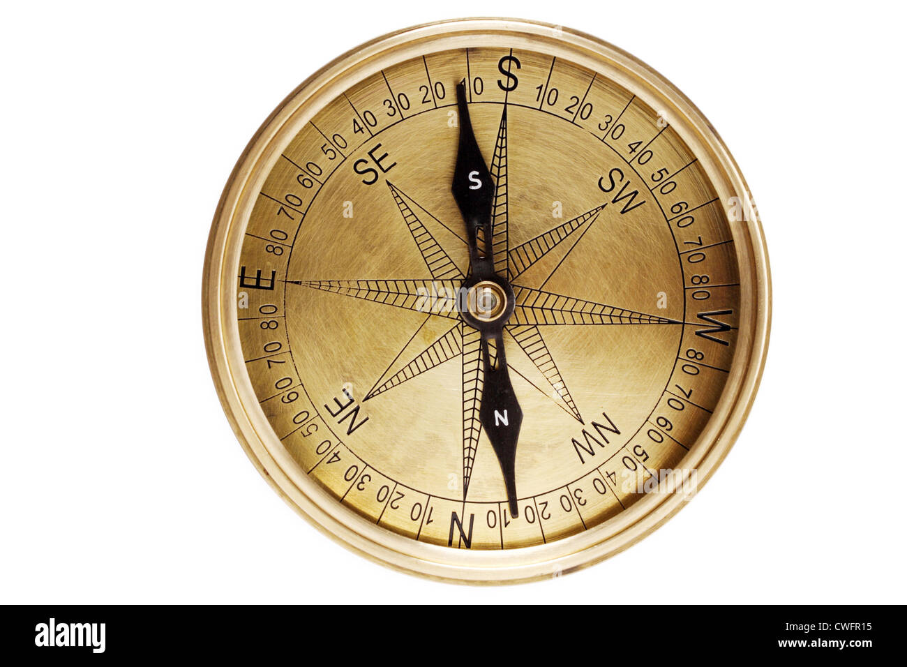 Old Directional compass on white background Stock Photo - Alamy
