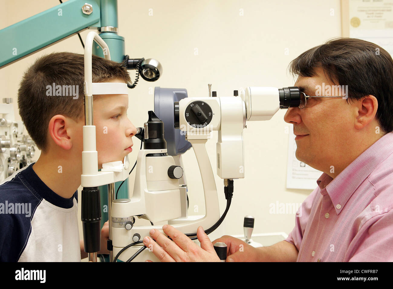Examination with slit lamp Stock Photo - Alamy