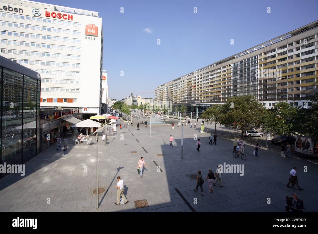 Overview of Business Prager Strasse street in the center of Dresden ...