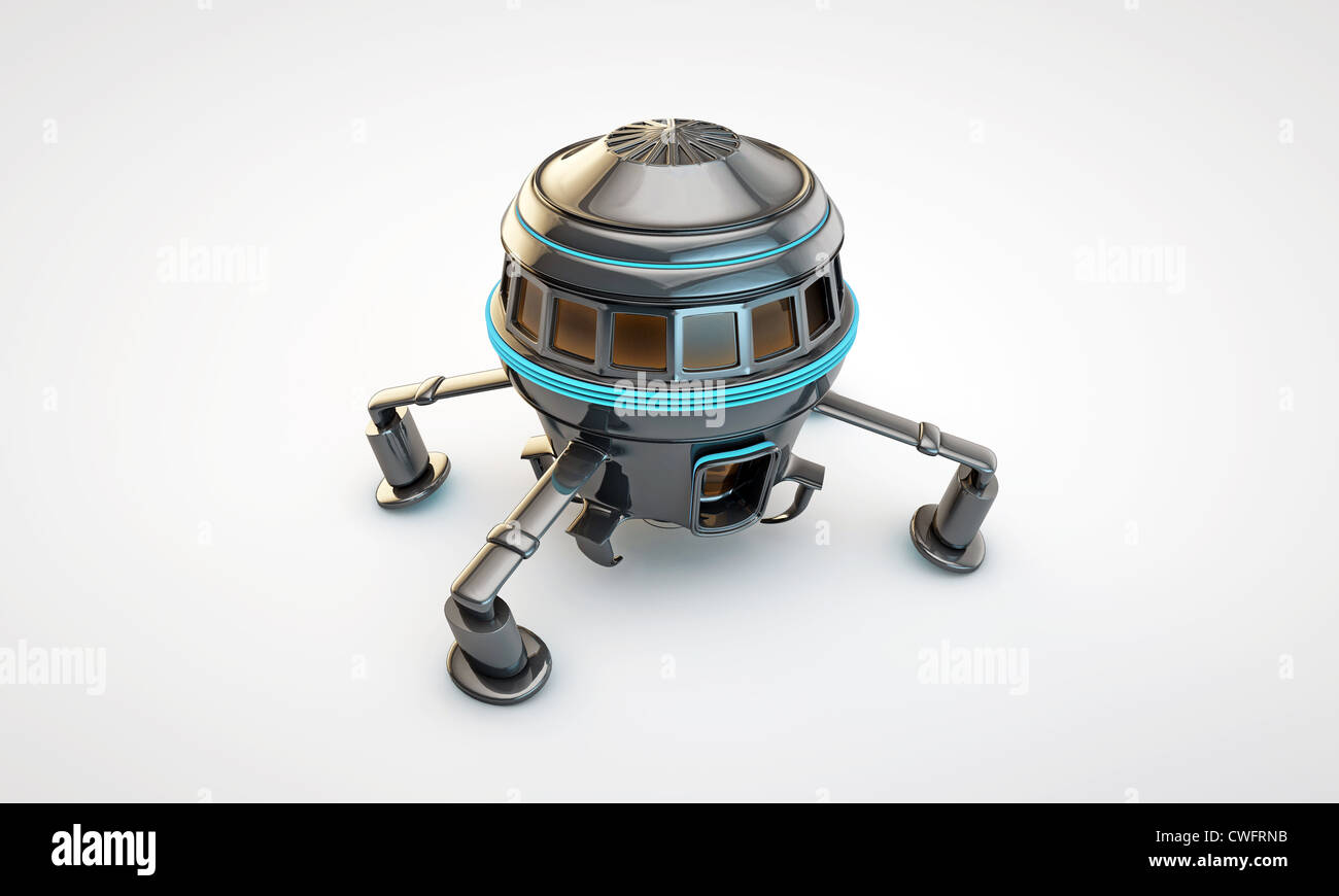 metal spaceship isolated on white background Stock Photo - Alamy