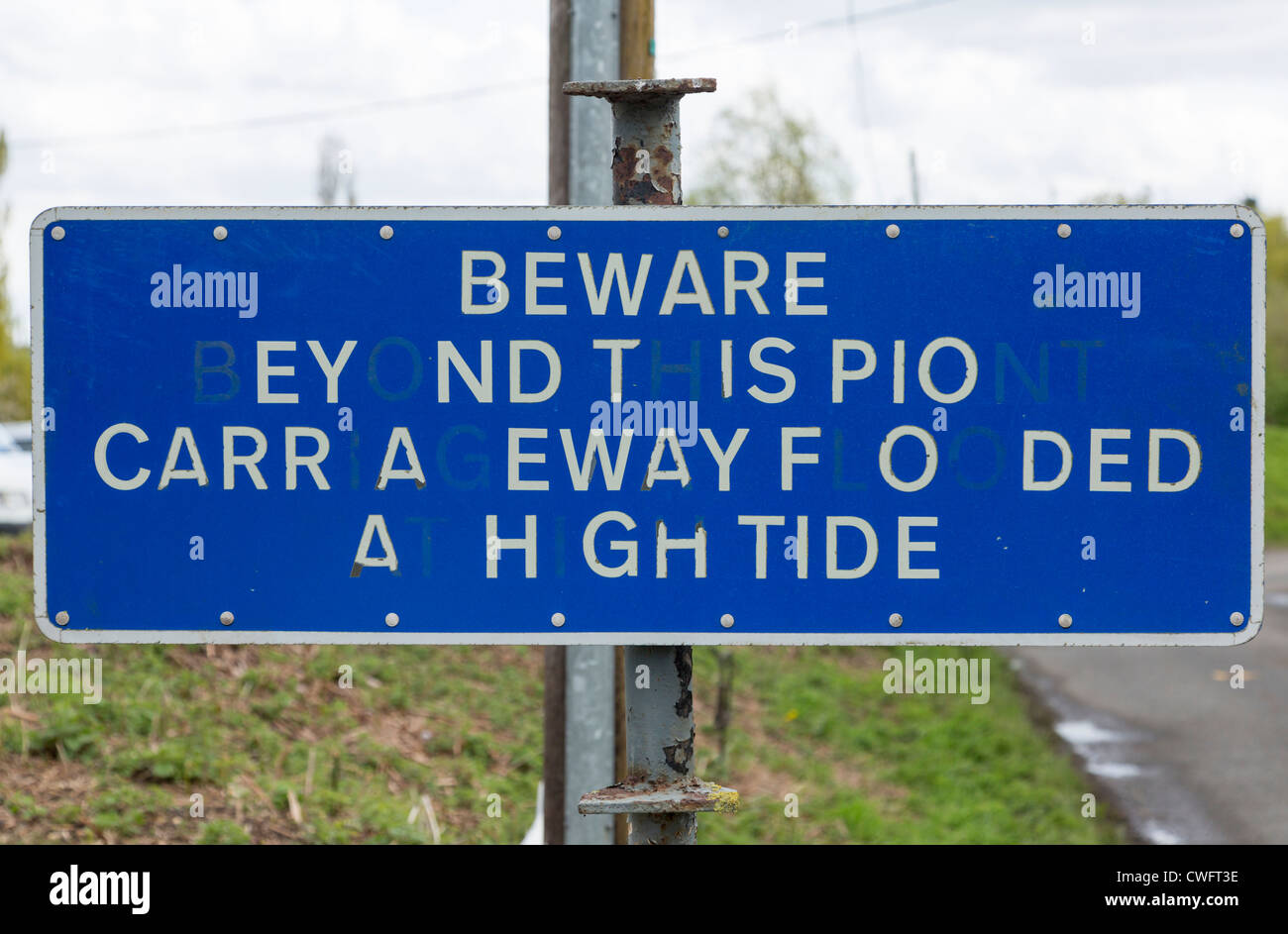 Ferry Boat Inn North Fambridge Essex Illegible road sign Stock Photo ...