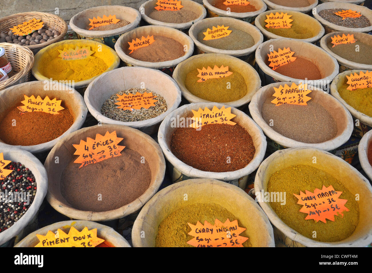 spices at the market of Apt, Provence, France, Europe Stock Photo - Alamy