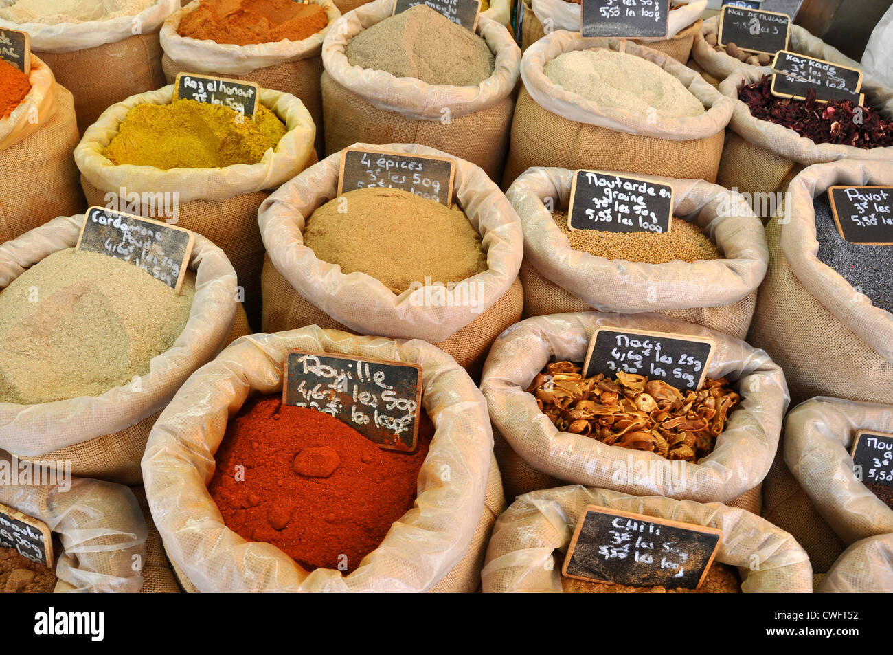 spices at the market of Apt, Provence, France, Europe Stock Photo - Alamy