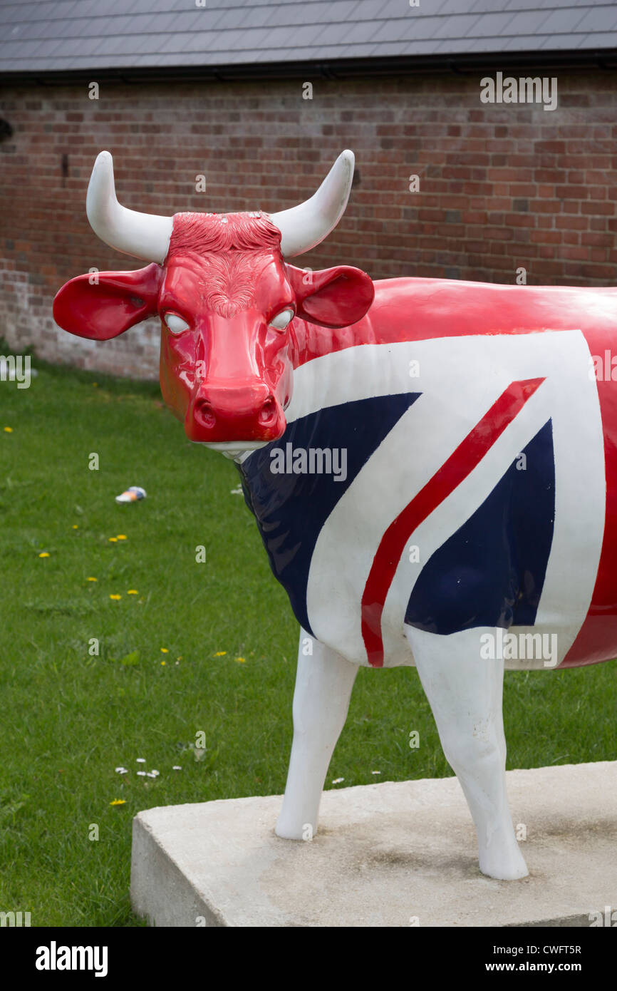 Cow Parade like cow. Nearly life size with union flag jack painted on ...