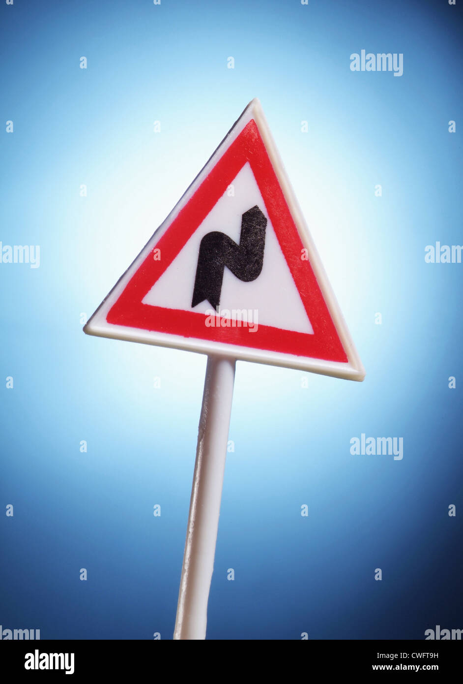 Double curve road traffic sign hi-res stock photography and images - Alamy