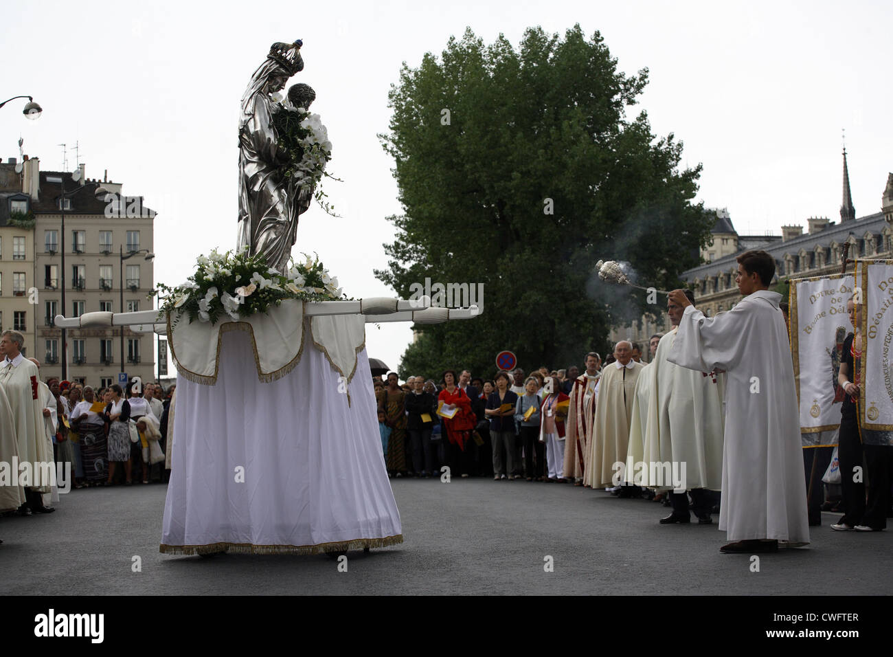 Procession of Our Lady of Assumption Catholic in Paris Stock Photo - Alamy