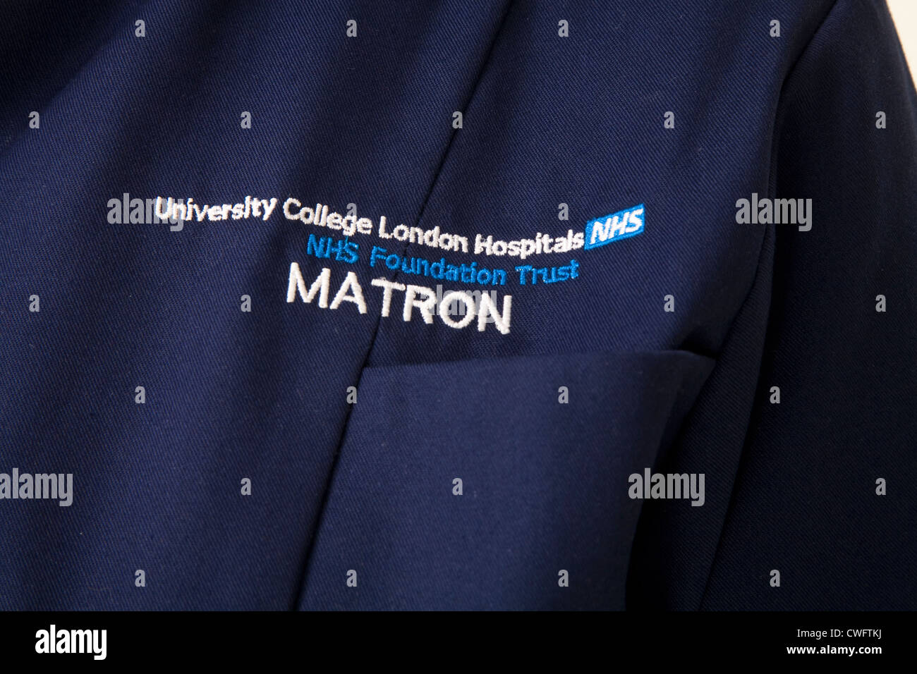 'Matron' embroidered on a Matron's nurse uniform at University College ...
