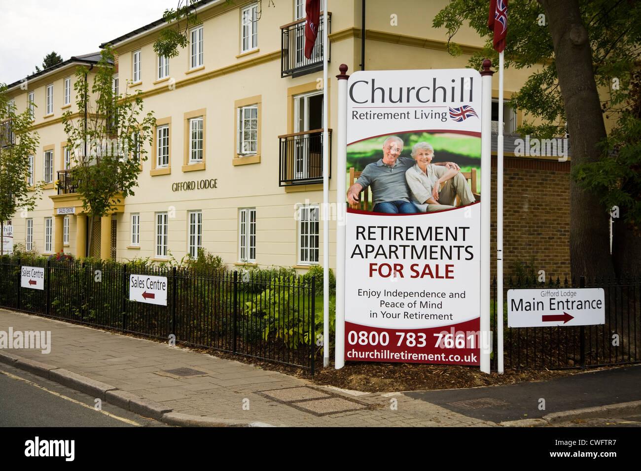 For Sale sign and advertising board & new build / building retirement ...