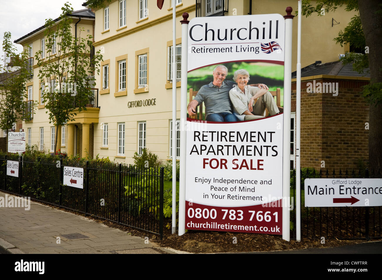 For Sale sign and advertising board & new build / building retirement ...
