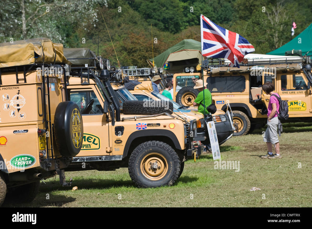 Display of CAMEL TROPHY Land Rover Defenders at the annual Eastnor Land ...