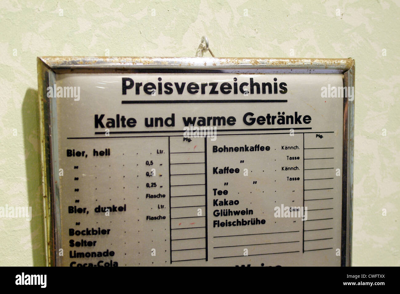 Hamburg, price tag for beverages Stock Photo - Alamy