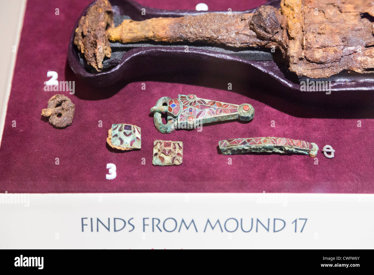 Sutton Hoo Ship burial. Woodbridge, Suffolk, UK. Finds from mound 17 ...