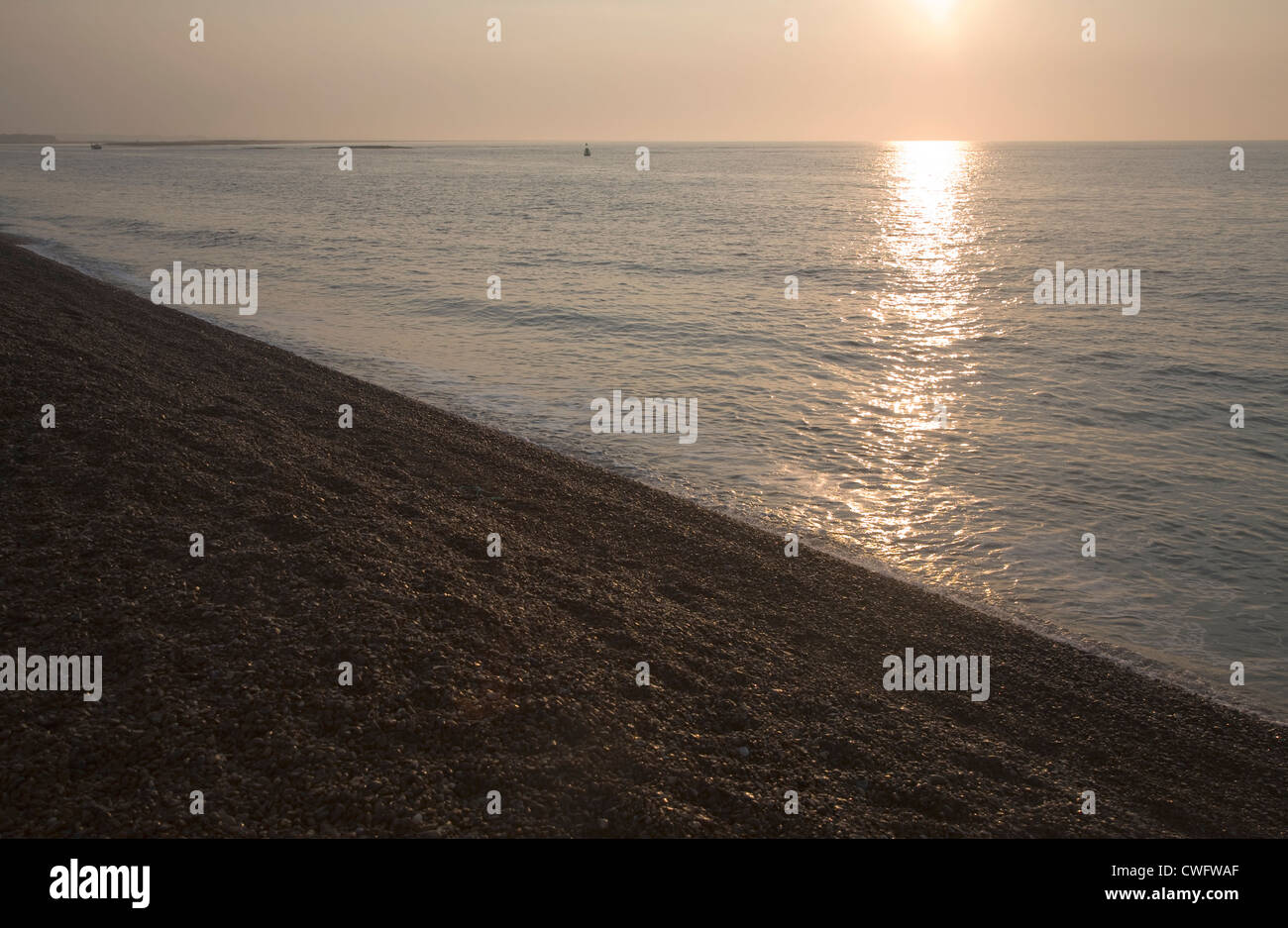 River Ore mouth end of Orford Ness spit Shingle Street, Suffolk ...