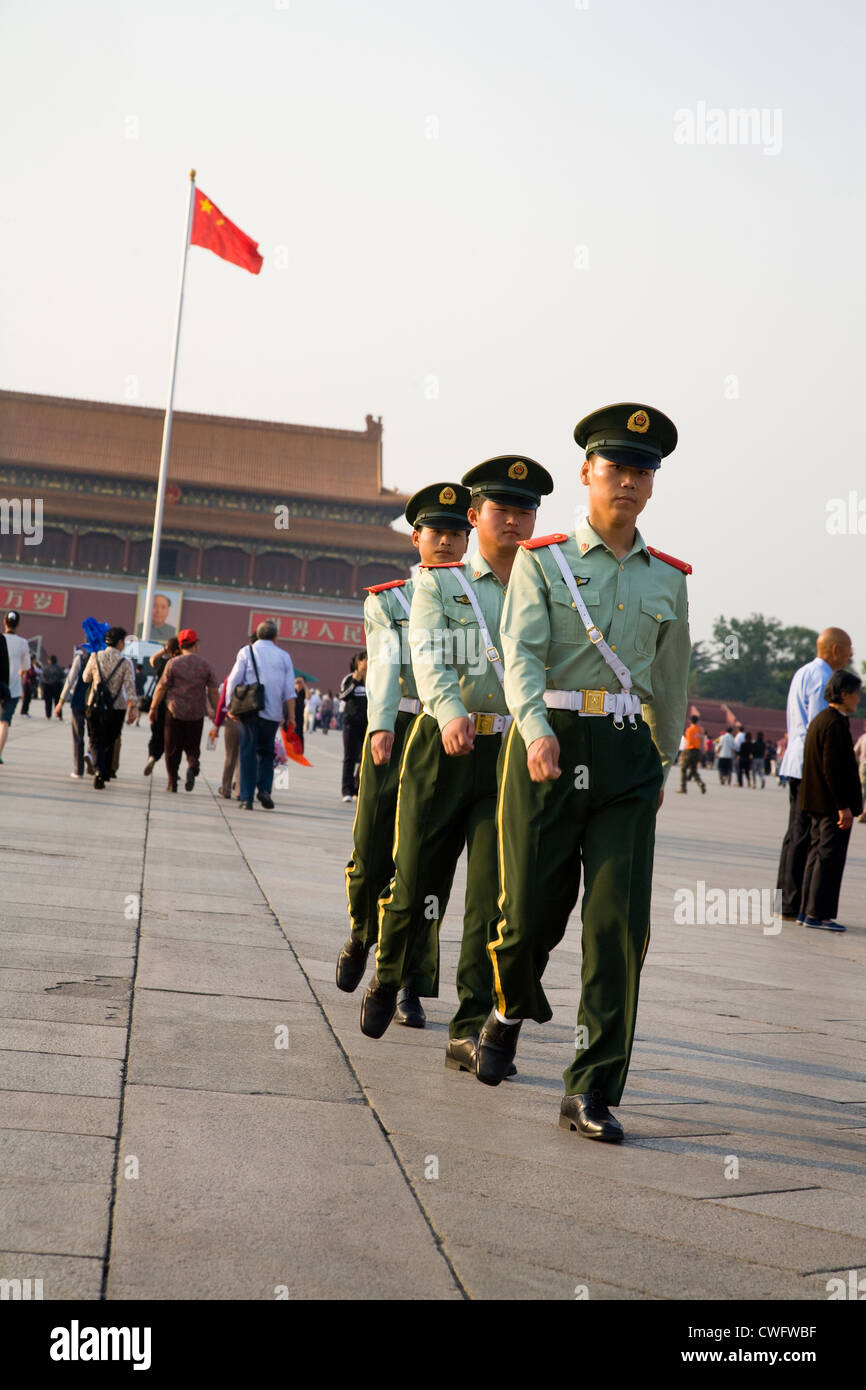 Marching Chinese army / PRC military soldiers in Tiananmen Square ...