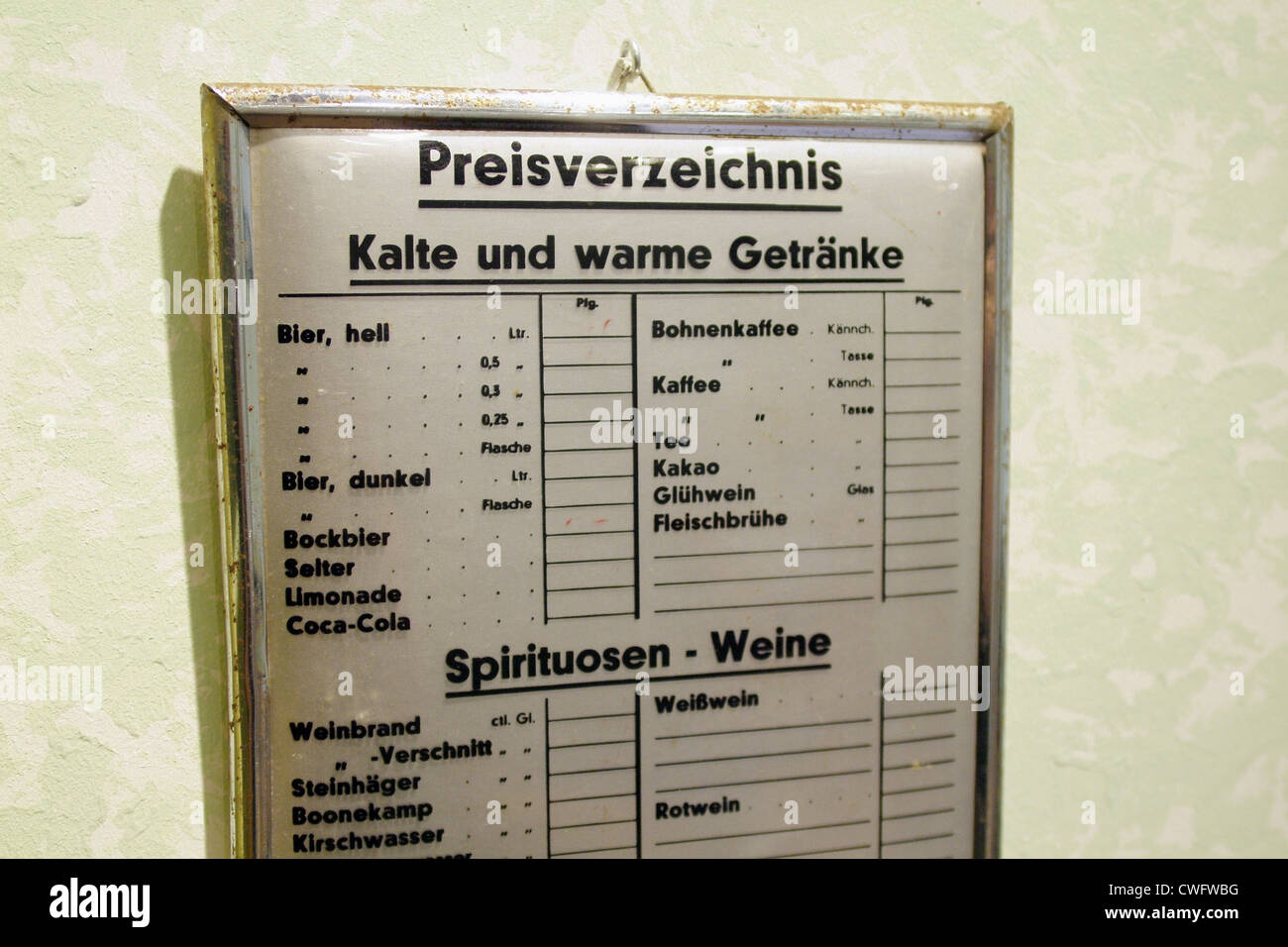Hamburg, price tag for beverages Stock Photo - Alamy