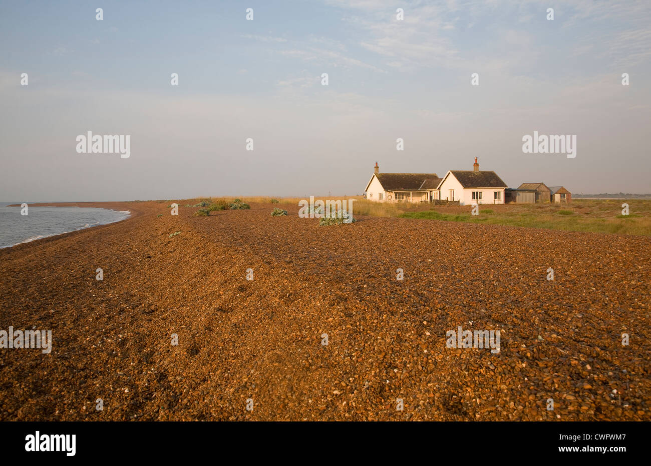 Seaside beach bungalow Shingle Street Suffolk England Stock Photo - Alamy