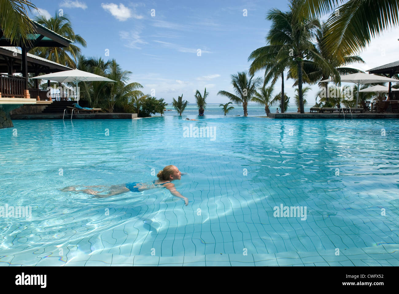Swimming pool in Mauritius Stock Photo - Alamy