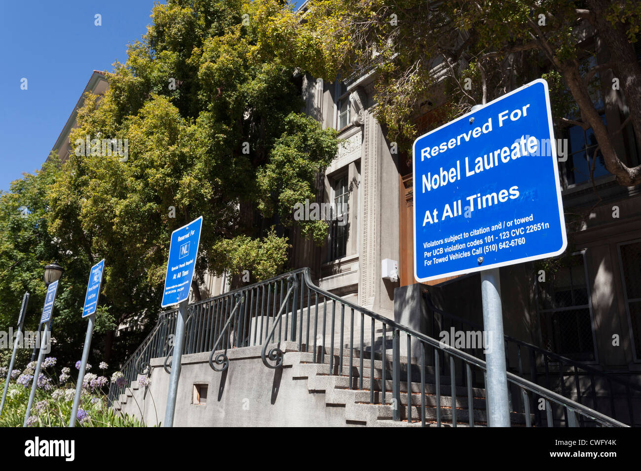 Nobel Laureate Parking, UC Berkeley Campus, Berkeley, CA Stock Photo ...