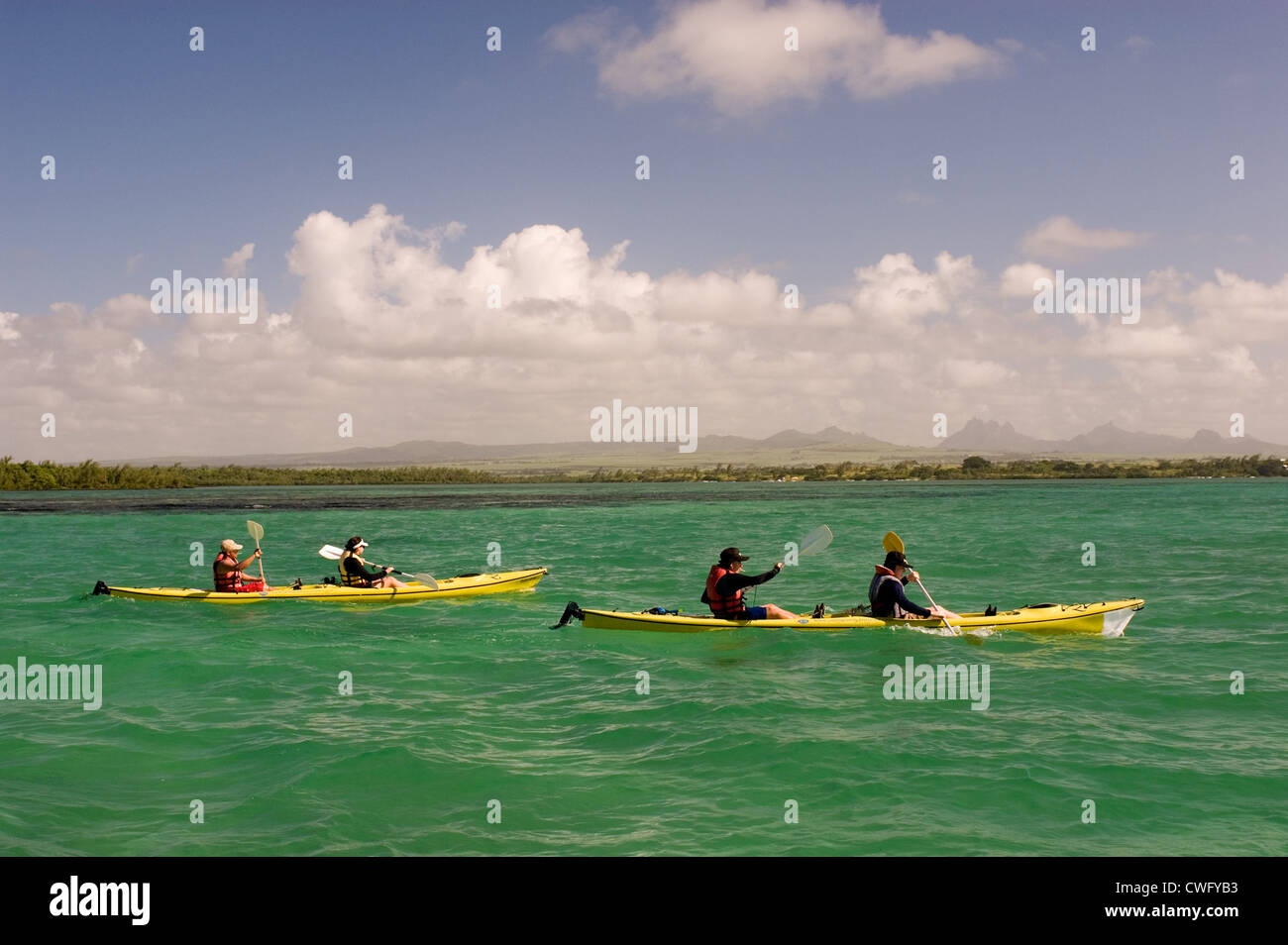 Sea kayaking in Mauritius Stock Photo - Alamy