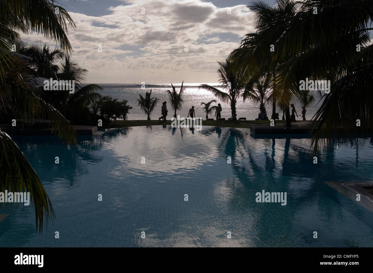 Swimming pool in Mauritius Stock Photo - Alamy