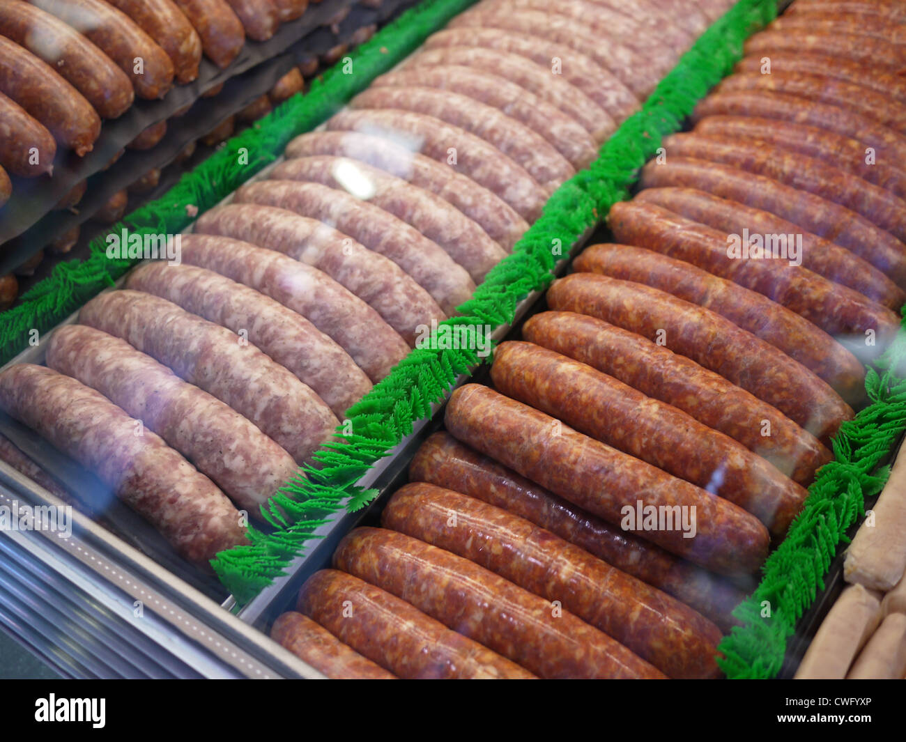 sausage meat market butcher shop Stock Photo - Alamy