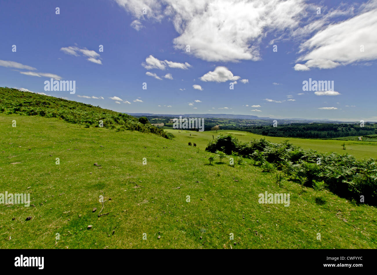 A westerly view sweeping from Bradnor hill golf course Kington ...