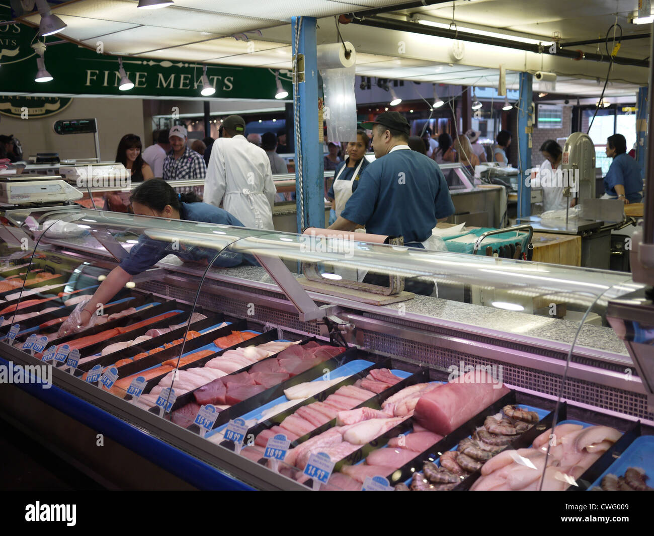 st lawrence market inside interior meat shopping Stock Photo - Alamy