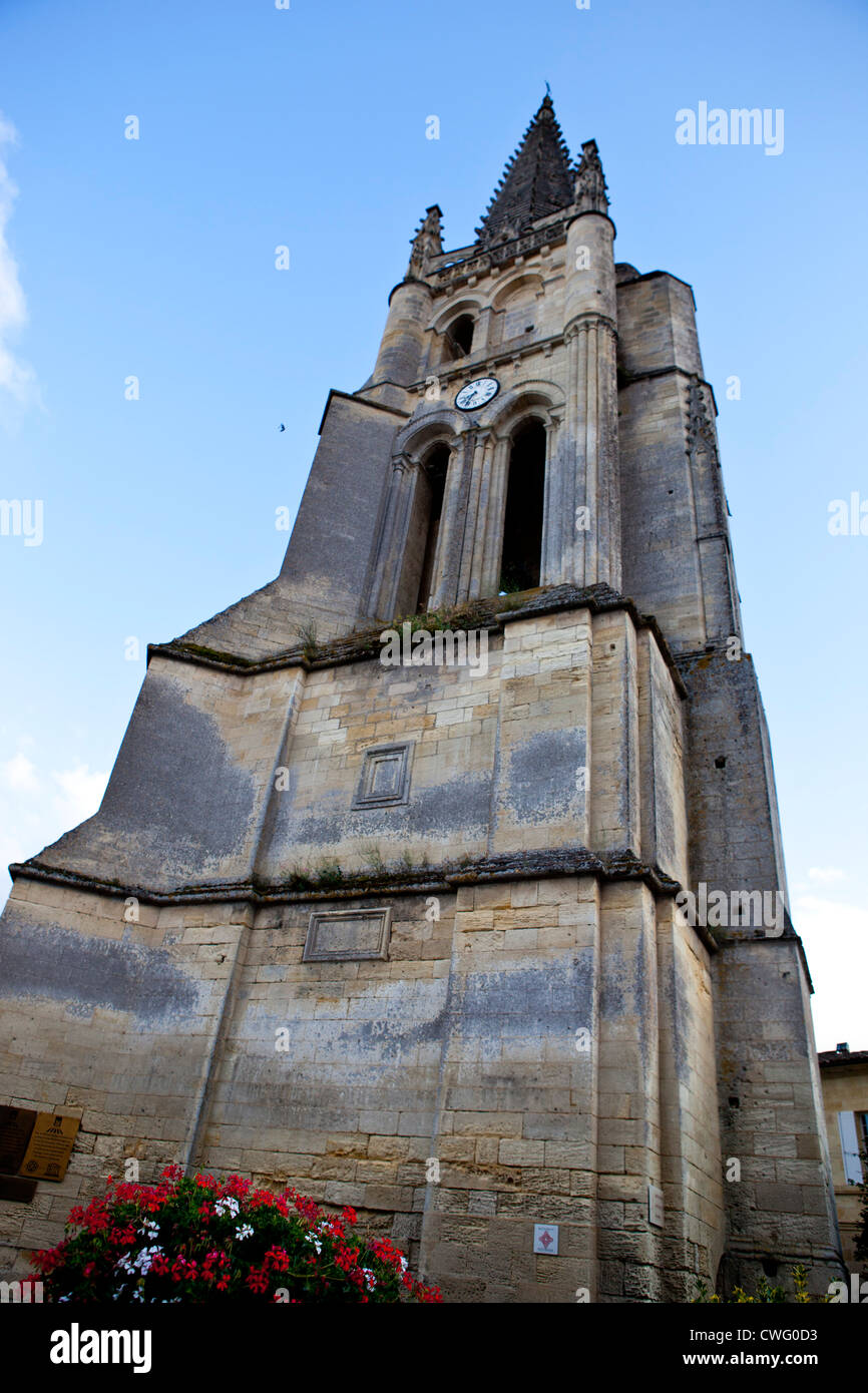 The Saint Emilion Monolithic Church taken from a street below in Saint ...