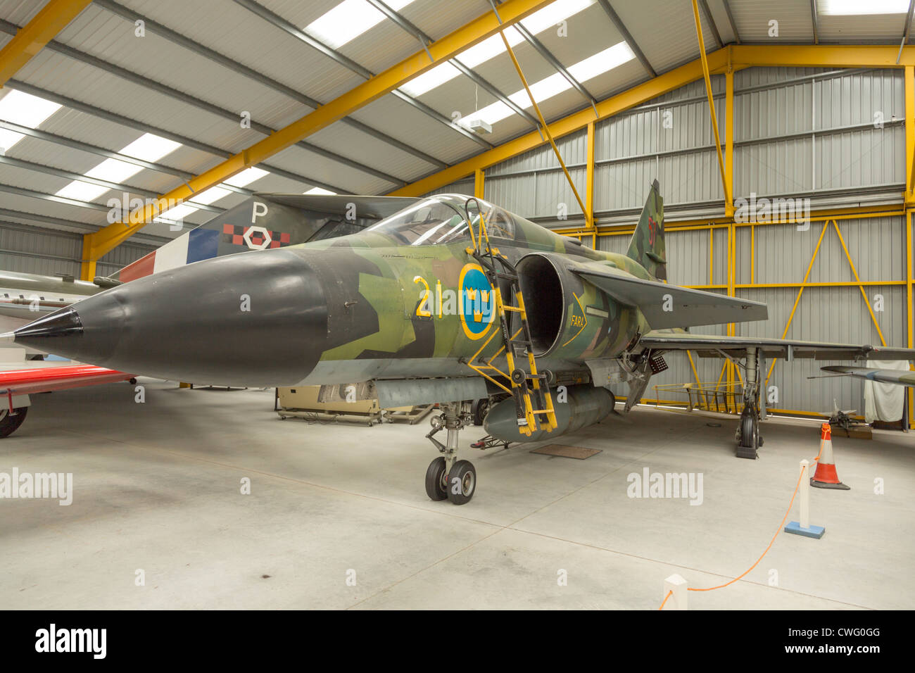 Newark Air Museum, Nottinghamshire, UK. SAAB Viggen AJSH 37 373 918 ...