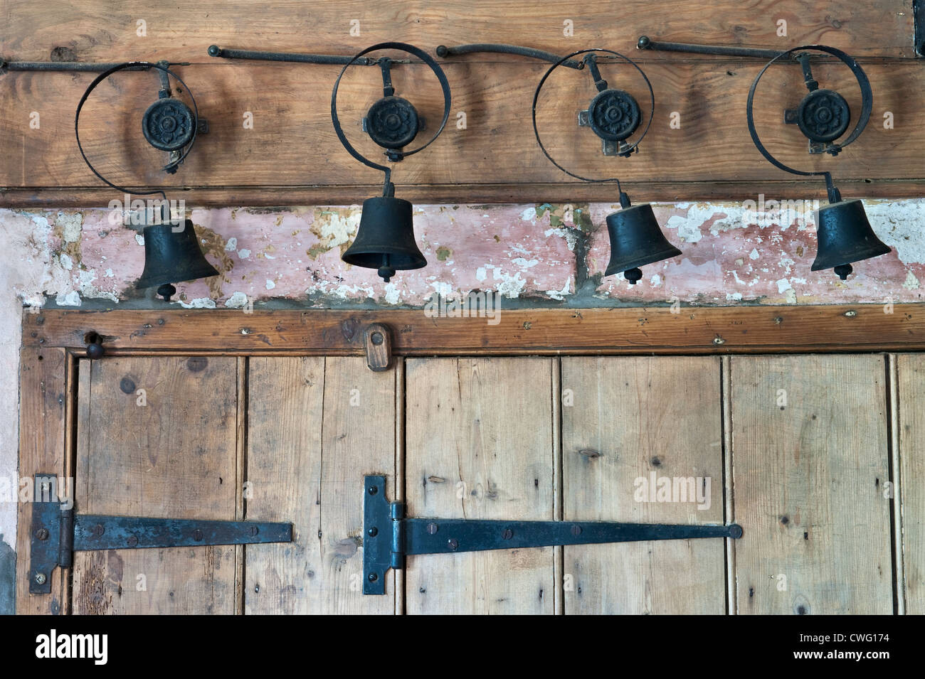 Victorian service bells in the kitchen of a small country house ...