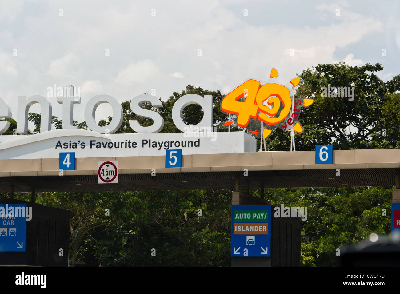 Entrance gate for Sentosa island in Singapore. At this entry point ...