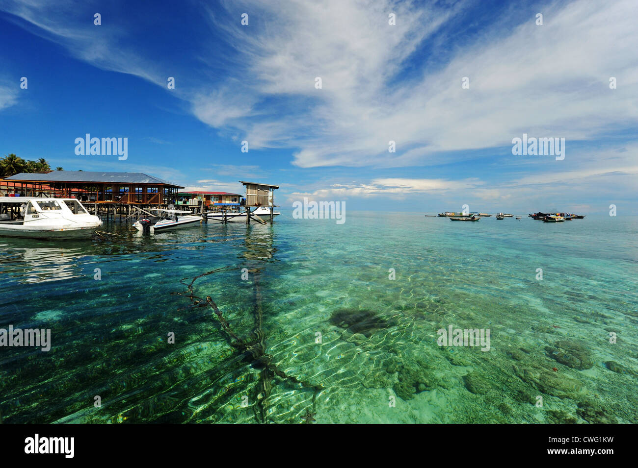 Malaysia, Borneo, Semporna, Mabul, Dayak Lau (Sea Gypsies) living on ...