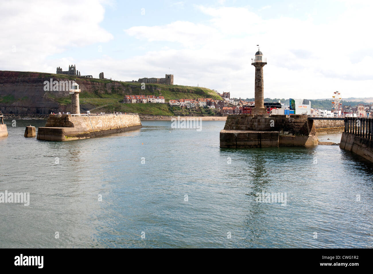 Whitby - north Yorkshire during the Regatta the entrance to the harbour ...