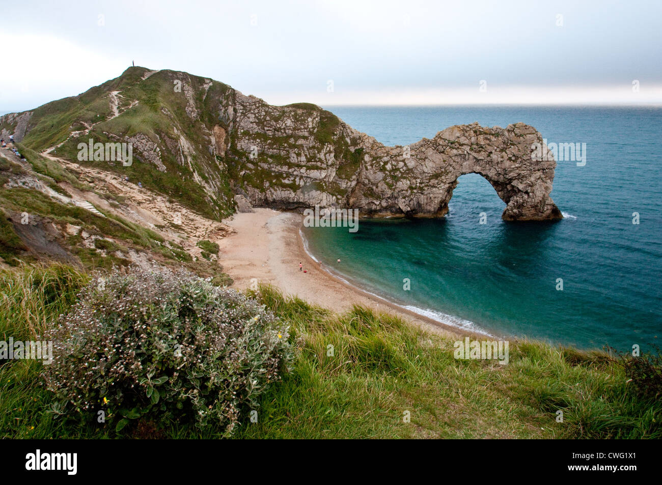 Durdle Door and beach on the World Heritage Jurassic coastline in ...