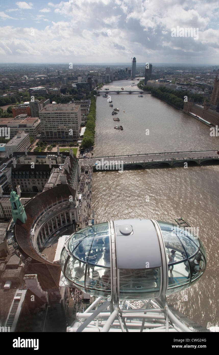 The view from The London Eye over the River Thames in London Stock ...