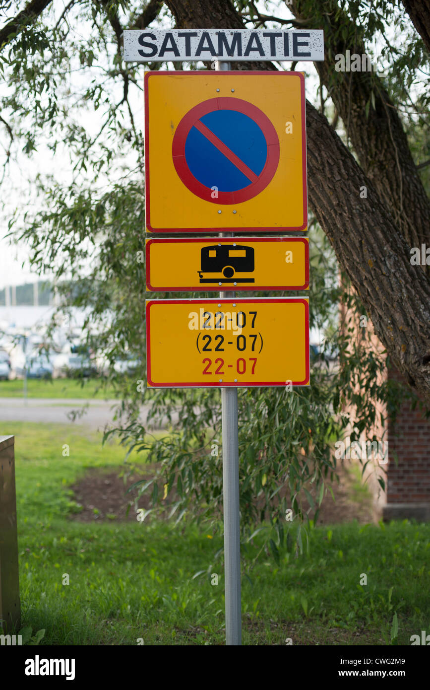 Traffic sign restricting the times during which camping in this area is ...