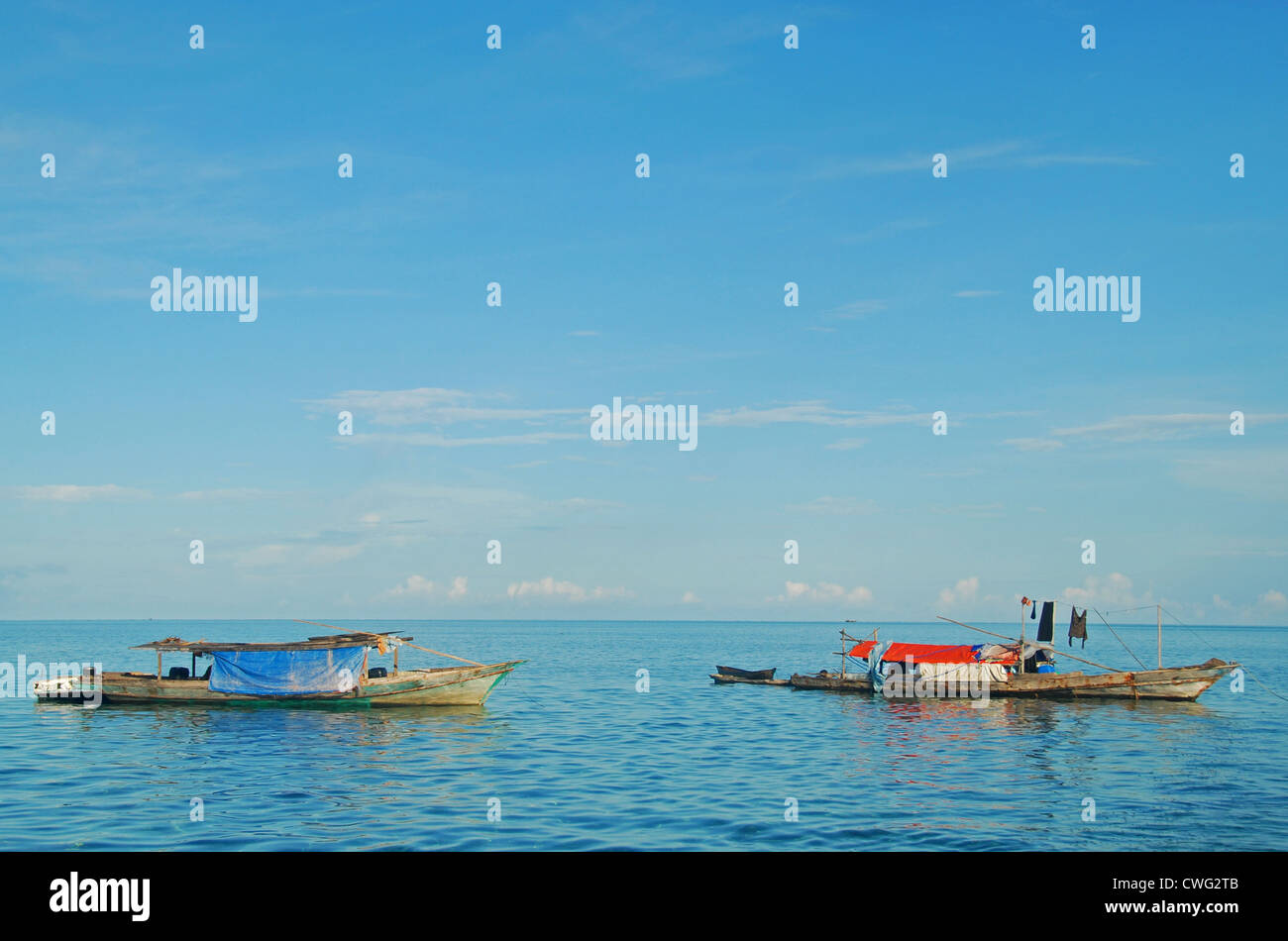 Malaysia, Borneo, Semporna, Mabul, Dayak Lau (Sea Gypsies) living on ...
