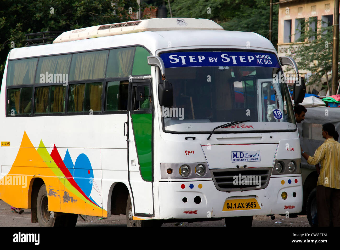 Bus with people Stock Photo - Alamy