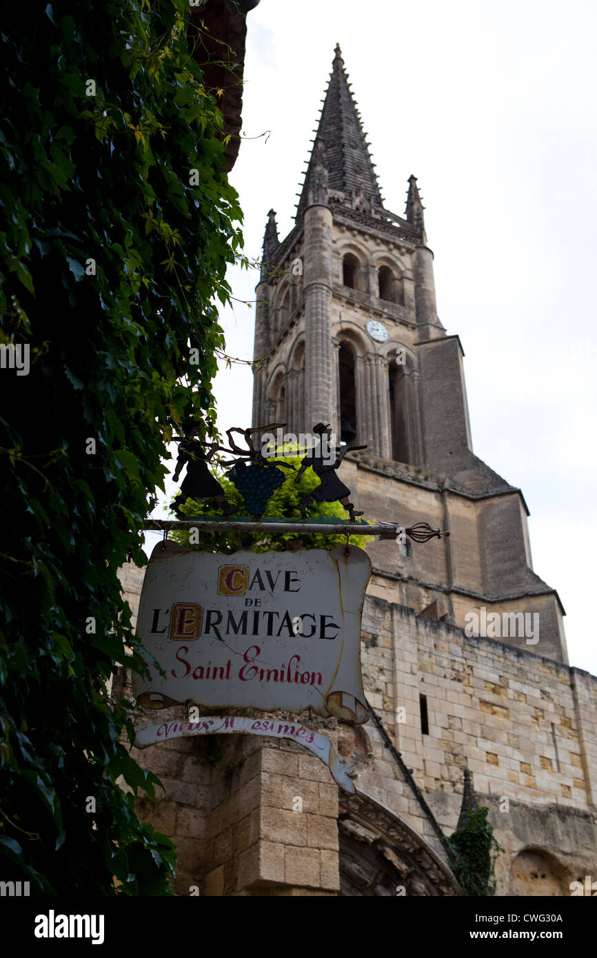 The Saint Emilion Monolithic Church taken from the plaza below in Saint ...