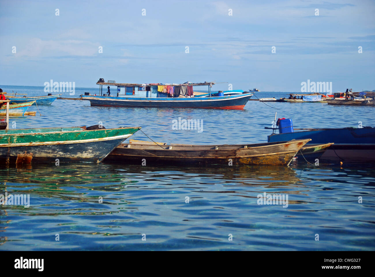 Malaysia, Borneo, Semporna, Mabul, Dayak Lau (Sea Gypsies) living on ...