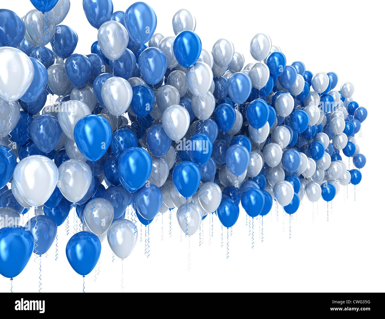 Group of blue party balloons isolated on white background Stock Photo ...