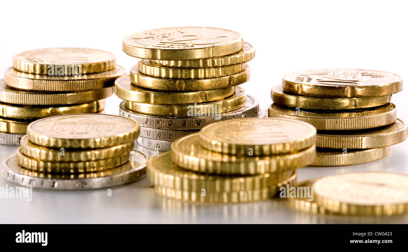 Berlin, stacked coins Stock Photo - Alamy