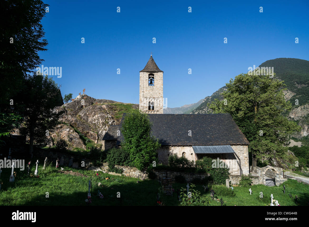 Church of Sant Joan de Boí in Vall de Boí, Catalonia, Spain. Recognized ...