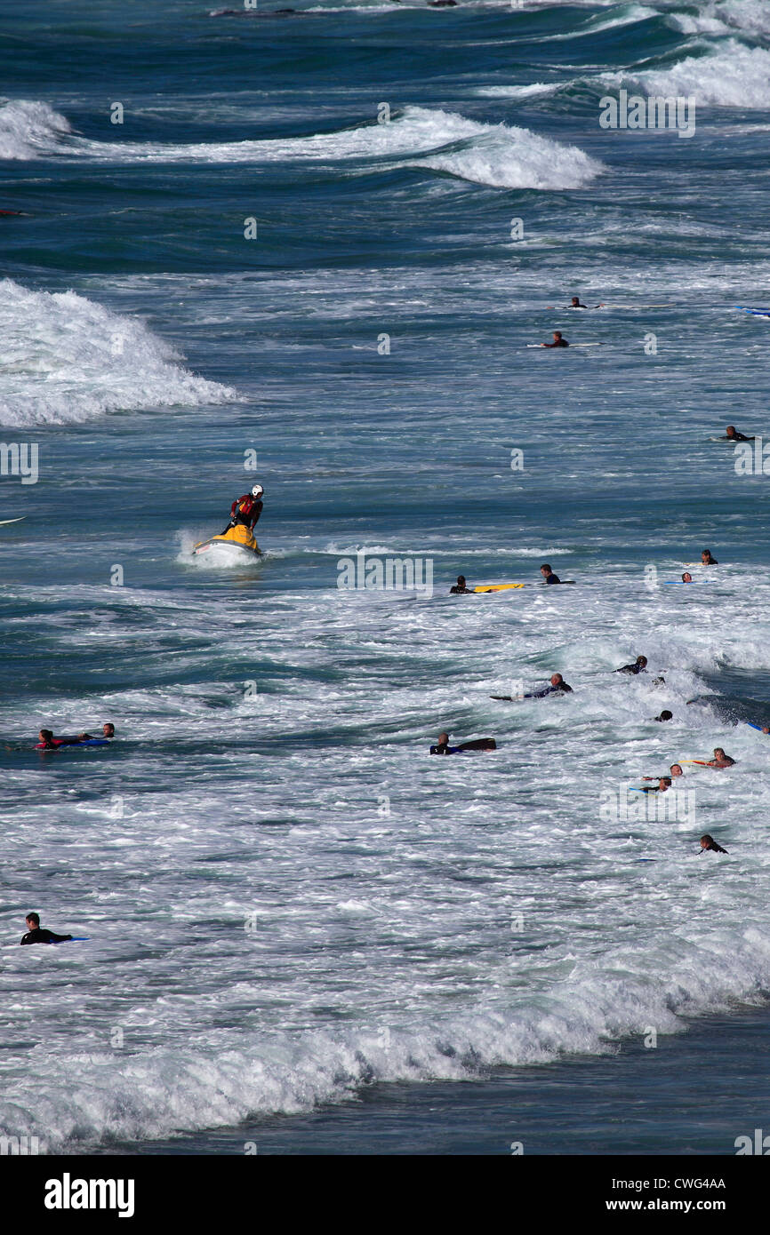 Fistral Surfing beach, Newquay town; Cornwall County; England; UK Stock ...